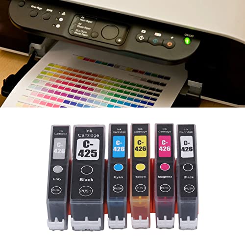 425-426 Ink Cartridge with 5% Coverage, Clear Printing Multi Colors Inkjet Cartridge, for Home, Office, School (BK BK C M Y GY 6 Colors)