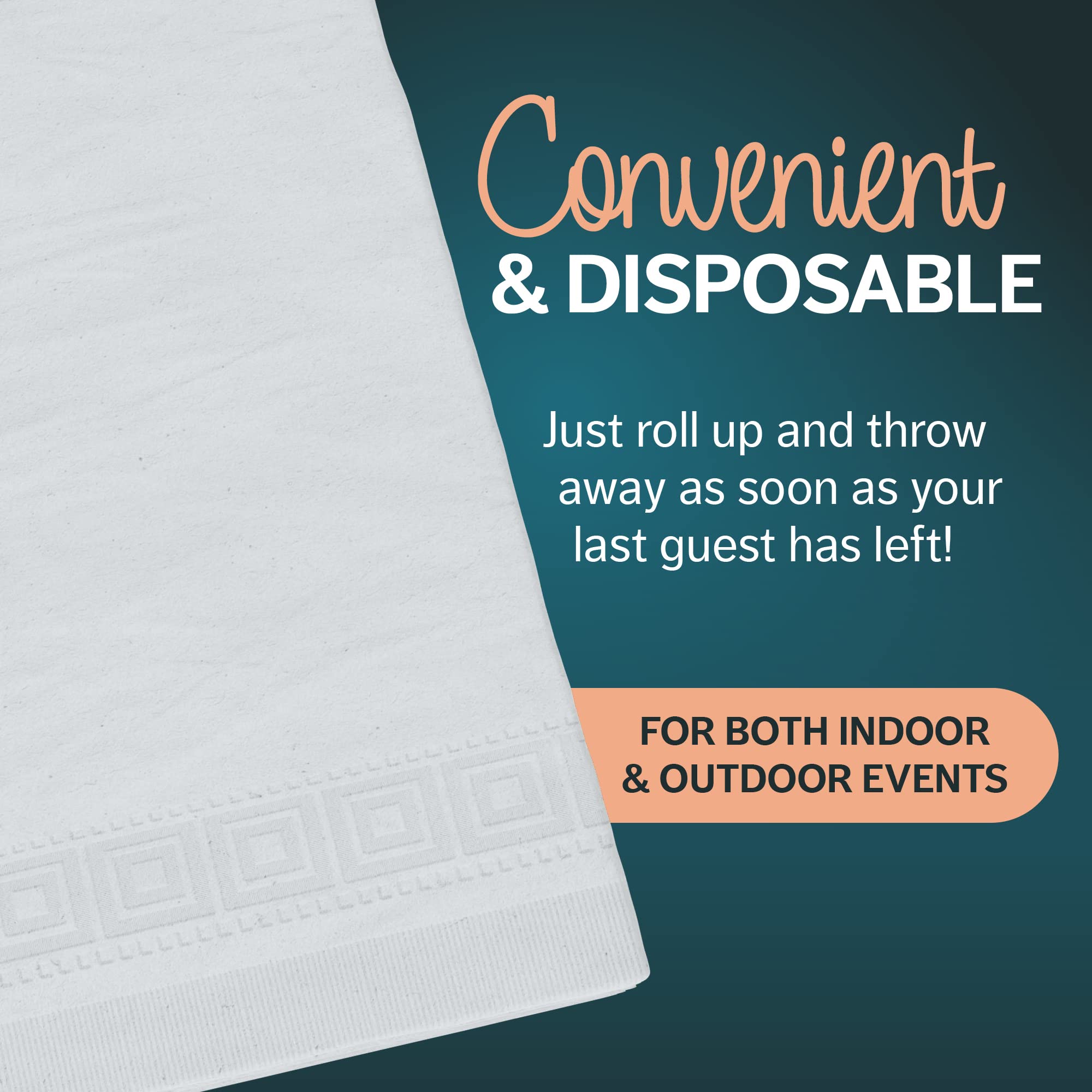 HOUZZKINGZ USA Paper Tablecloths for Rectangle Tables | 54” X 108” – 4 Pack | White Paper Disposable Tablecloth | 3-Ply Premium Paper & Plastic Table Cloths for Parties Disposable