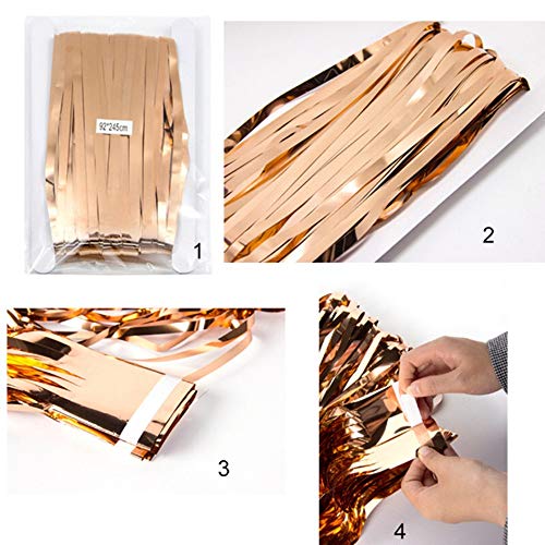 MORANTI 2 Pack 3 ft x 8 ft Metallic Tinsel Foil Fringe Curtains Party Backdrop for Birthday Party Photo Backdrop Decorations (Hot Pink, Black)