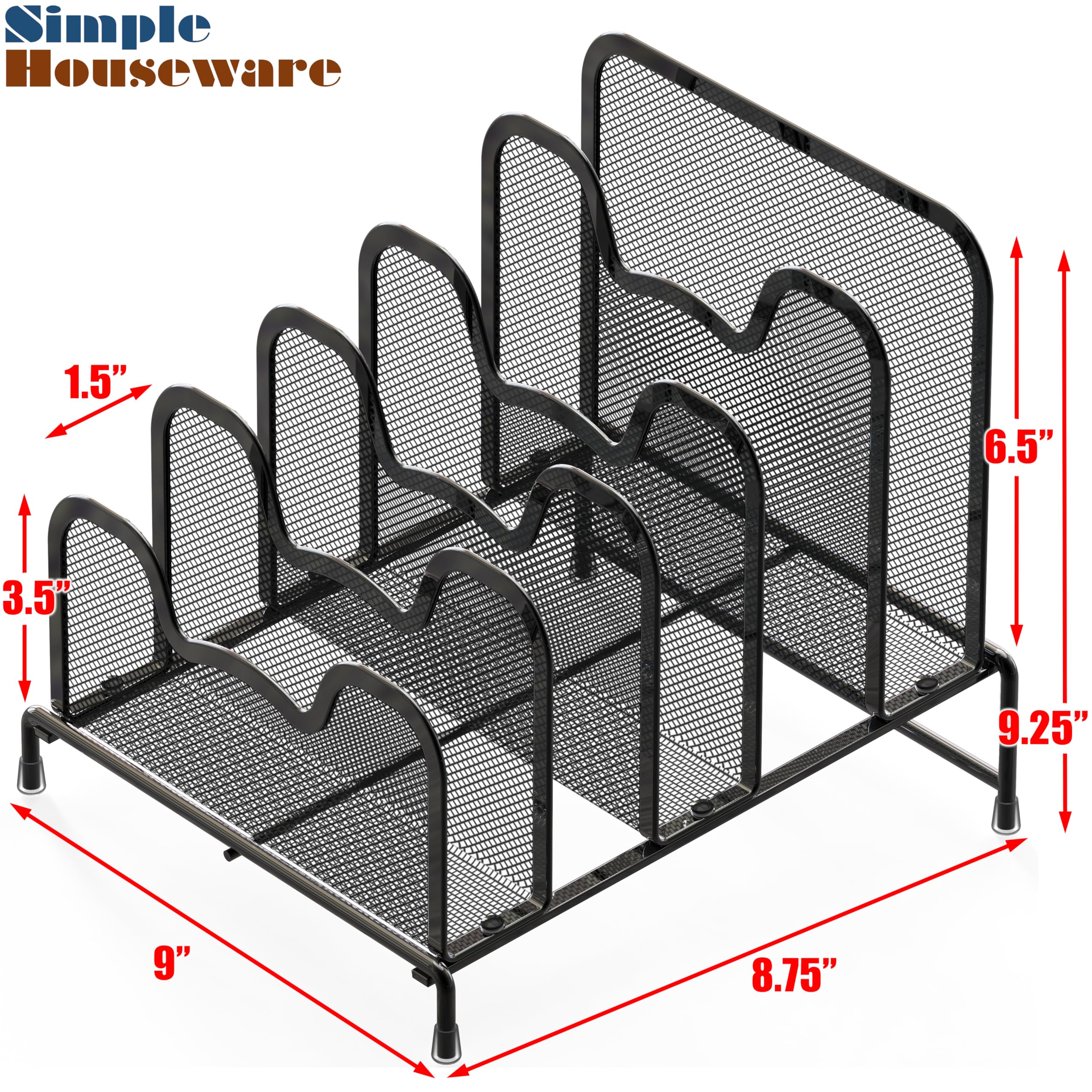 SimpleHouseware Desk 5 Sections Step File Sorter Organizer, Black