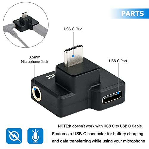 Dual USB-C 3.5mm Mic Adapter for DJI Osmo Action (Not Compatible with DJI Osmo Action 2 and Action 3) Charging and Data Transferring, Audio Adapter Vlogging Accessories for OSMO Action Camera
