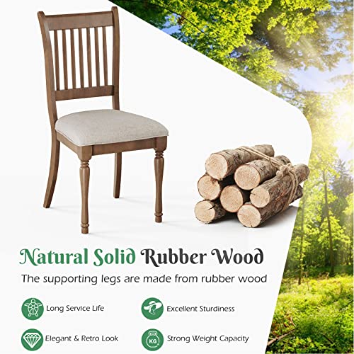 Giantex Set of 4 Wood Dining Chairs, Upholstered Farmhouse Dining Chairs with Rubber Wood Legs, Padded Cushion, High Back, Armless Wooden Dining Chairs for Kitchen, Dining Room, Brown