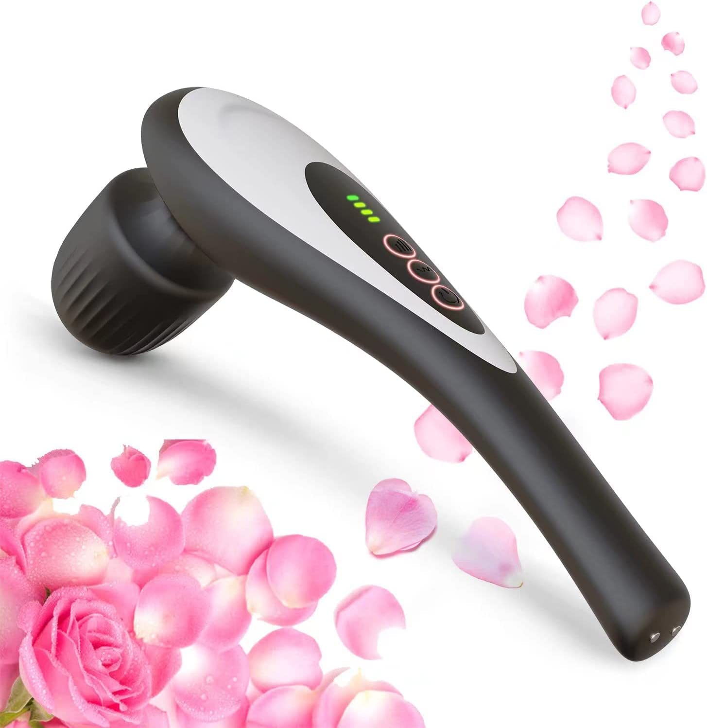 Roysmart Personal Handheld Vibrating Massager-Cordless Electric Muscle Deep Tissue Massager for Neck Back Shoulder Foot, Portable Seven Wand Massager for Full Body (Black)