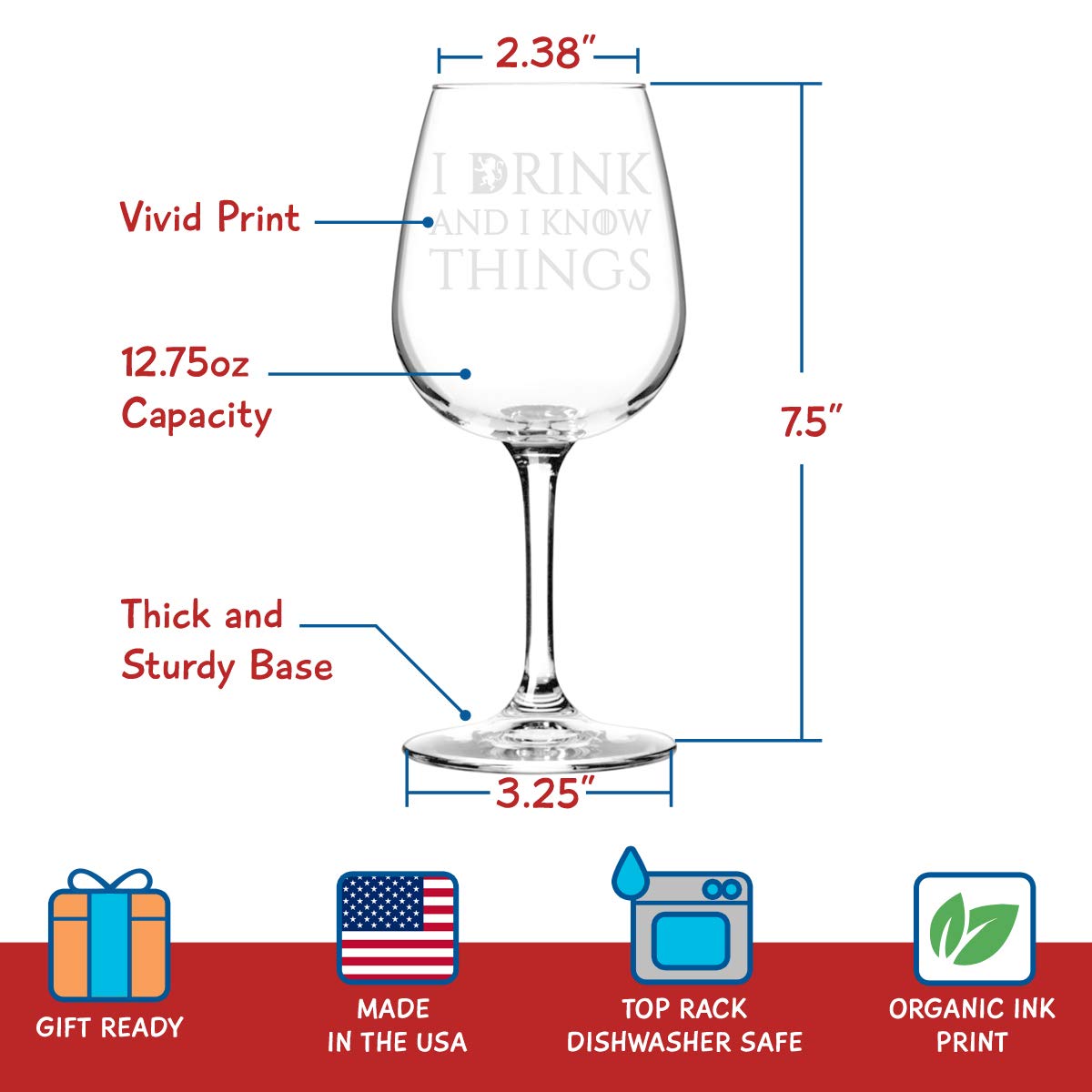 I Drink And I Know Things Beer and Wine Glass Set- Cool Present Idea for Bridal Shower, Wedding, Engagement, Anniversary and Couples - Him, Her, Mr. Mrs. Mom Dad
