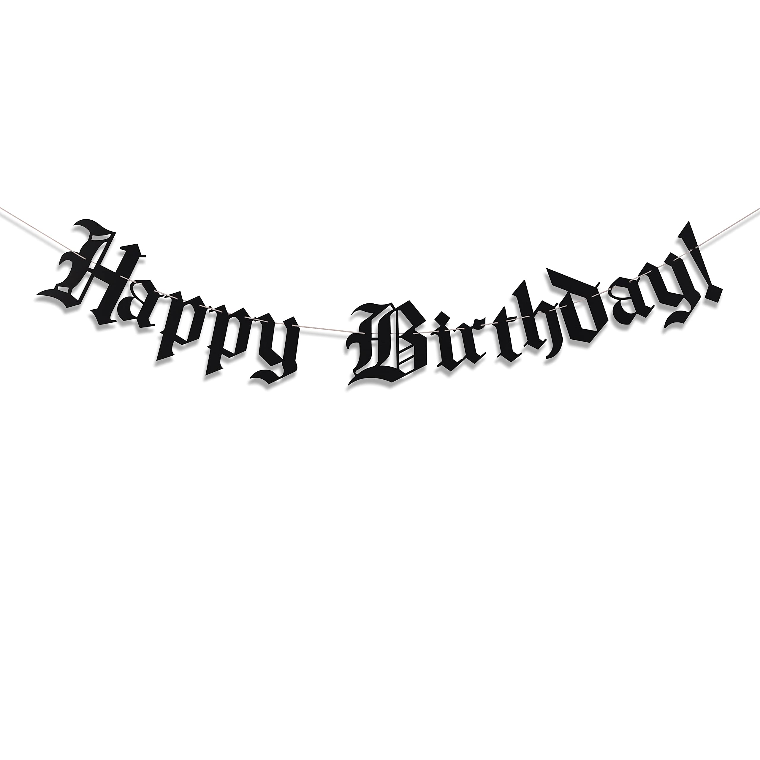 Gothic Letter Happy Birthday Banner - Old English Birthday Banner - Funeral Birthday Banner for 20th 30th 40th Birthday (Happy Birthday)