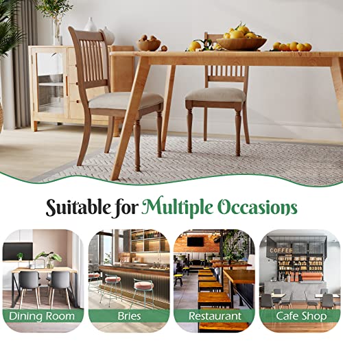 Giantex Set of 4 Wood Dining Chairs, Upholstered Farmhouse Dining Chairs with Rubber Wood Legs, Padded Cushion, High Back, Armless Wooden Dining Chairs for Kitchen, Dining Room, Brown