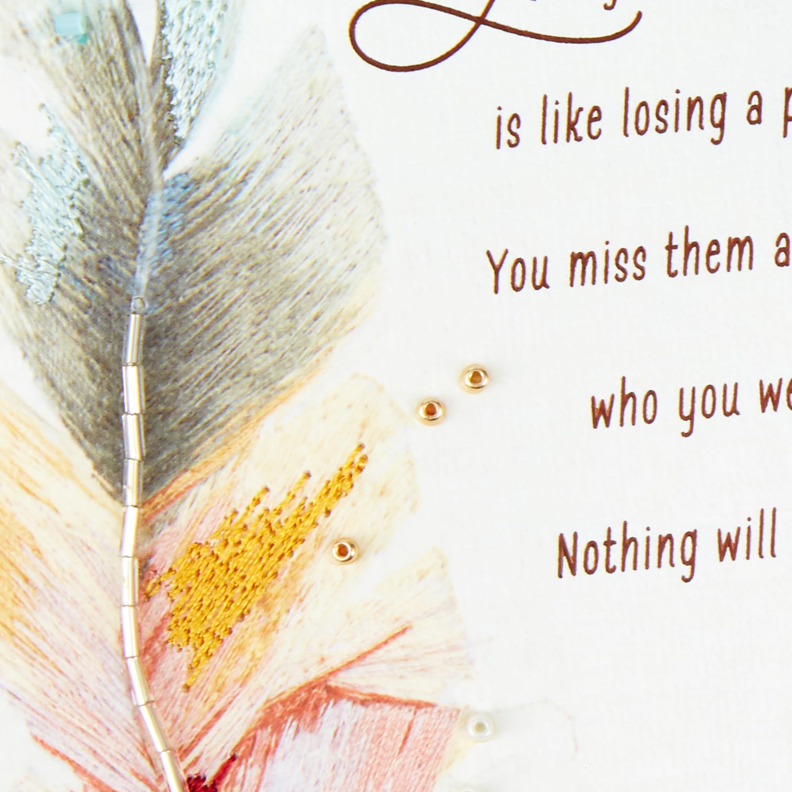 Hallmark Sympathy Card (Stitched Feather)
