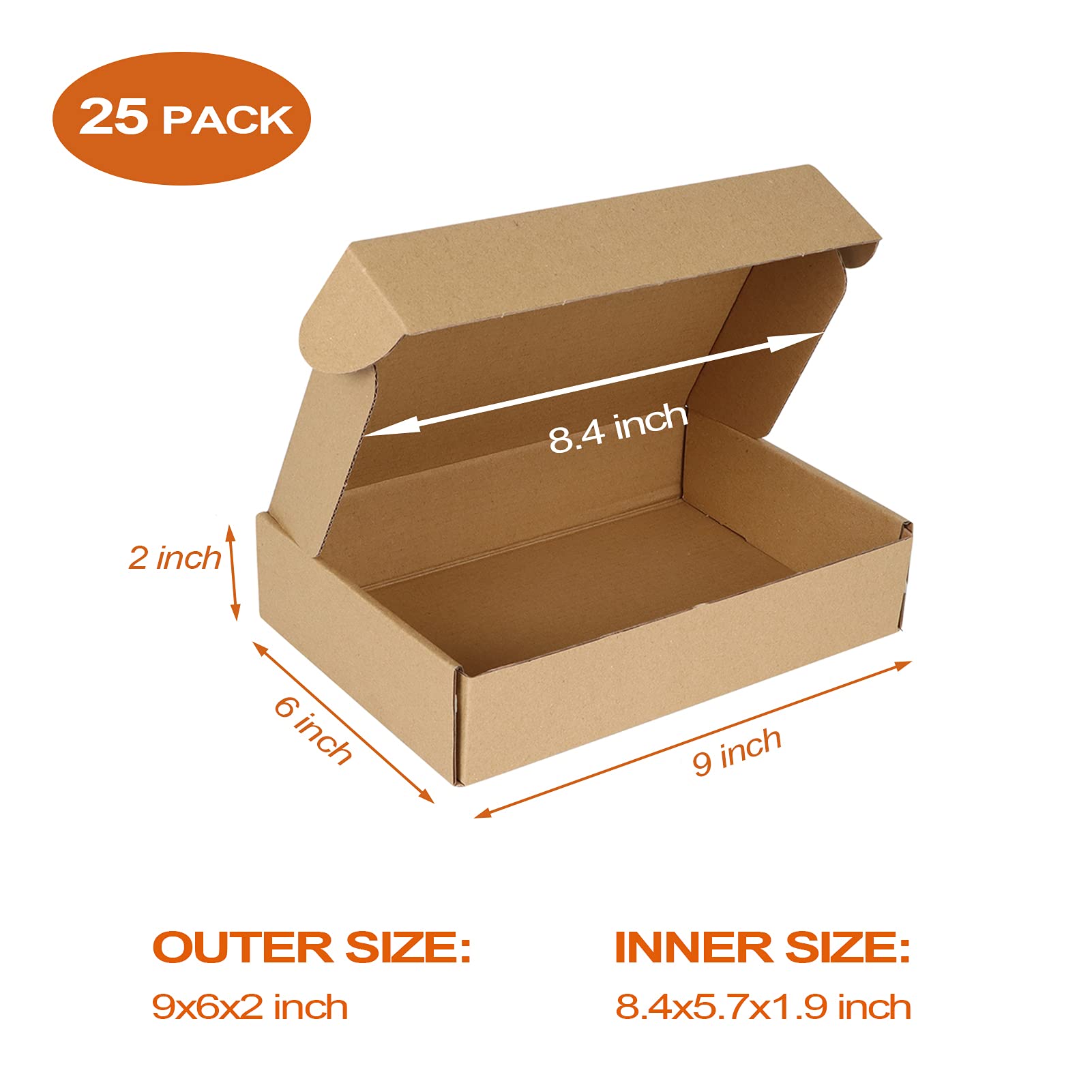 PHAREGE 9x6x2 inch Small Blue Shipping Boxes 25 Pack, Gift Boxes with Lids for Wrapping Holiday Birthday Party Presents, Cardboard Mailer Box for Packaging Mailing Small Business