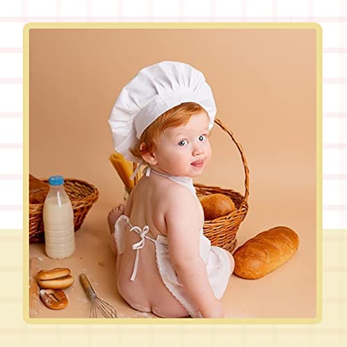 WinDoo Newborn Baby Photography Prop Baby Chef Outfits Chef hat Apron Set Infant Baby chef costume, White, For 7-18 months