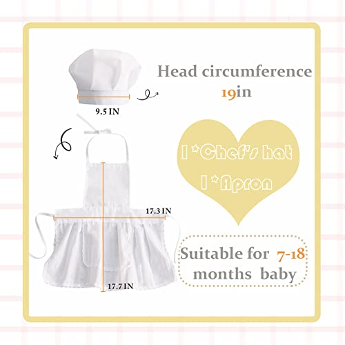 WinDoo Newborn Baby Photography Prop Baby Chef Outfits Chef hat Apron Set Infant Baby chef costume, White, For 7-18 months