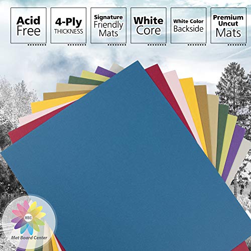 Mat Board Center, 10-Pack 11x14 Uncut Photo Mats Backing Boards - Mixed Color - for Frames, Photos, Pictures and More