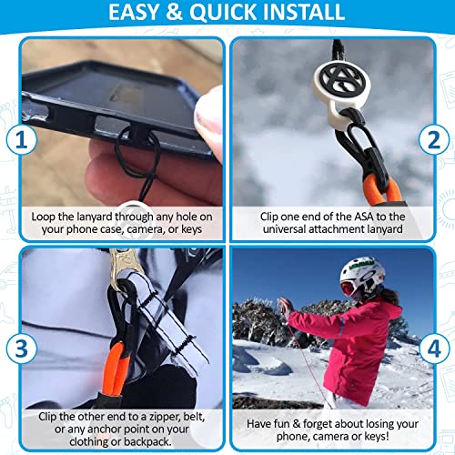 Action Sports Phone Anchor β Tough Outdoors Aussie Made Lanyard & Anti-Tangle Bungie Cord Leash Securely Tether Your Phone ProCam Keys Wallet (Orange)
