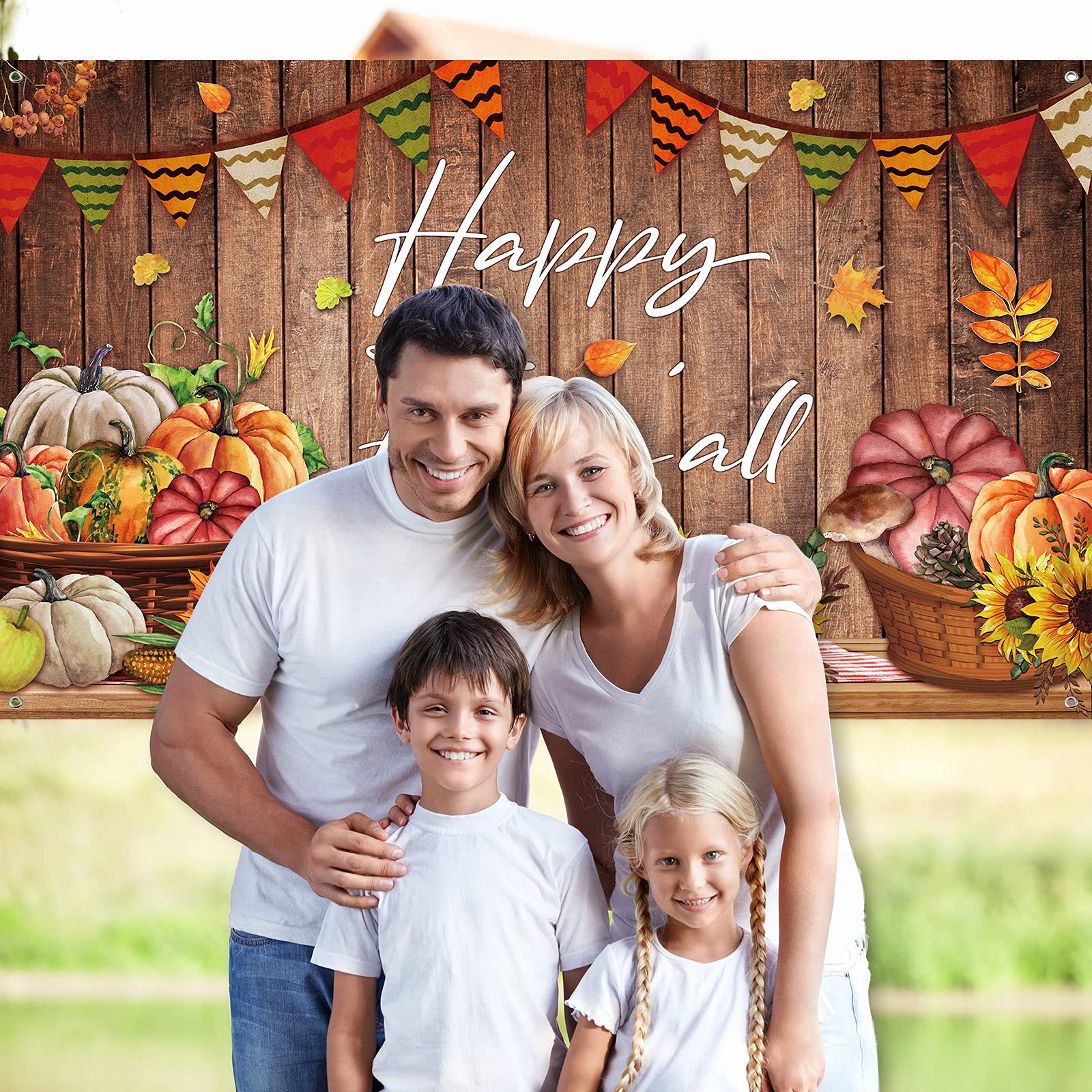 Fall Thanksgiving Party Decorations, Fall Thanksgiving Farmhouse Photography Backdrop Happy Fall Yall Background Rustic Wood Pumpkins Harvest Background Backdrop, 72.8 x 43.3 Inch