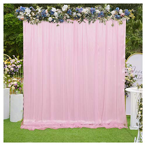 Pink Backdrop Curtains Tulle Backdrop Panels 5ftx7ft Sheer Photography Background Drapes for Wedding Arch Baby Shower Parties Stage Decoration