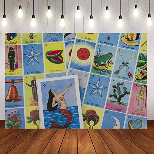 Mexico Loteria Cards Backdrop for Photography Picture Mexican Bingo Photo Video Studio Newborn Baby Shower Background Stitching Mexico Birthday Party Studio Props Banner