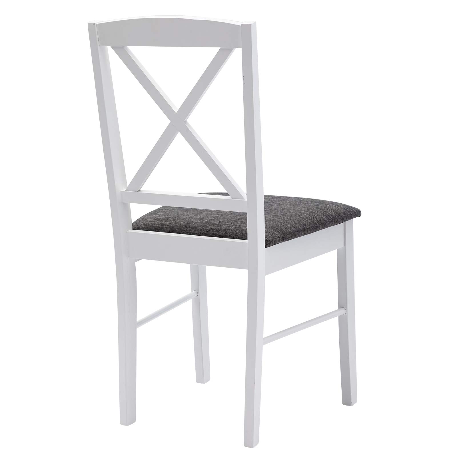 DUHOME Dining Chairs Set of 2 Wood Dining Room Chair with Cross Back, Kitchen Room Chair Side Chair, White Base with Grey Cushion