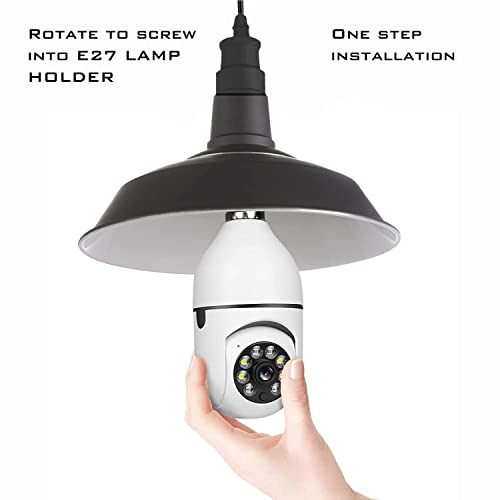 5G Light Bulb Home Security Camera, Wireless Video Surveillance Lightbulb Cameras, PTZ WiFi Panorama Camera with E27 Lamp Base, Full Color Night Vision & Two Way Audio