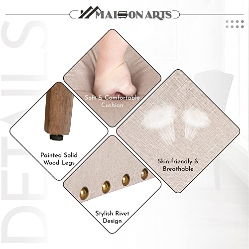 MAISON ARTS Upholstered Parsons Dining Chairs Set of 6, Linen Fabric Dining Room Chairs with Nailhead Trim and Solid Wood Legs Dining Room Kitchen Side Chairs (Beige)