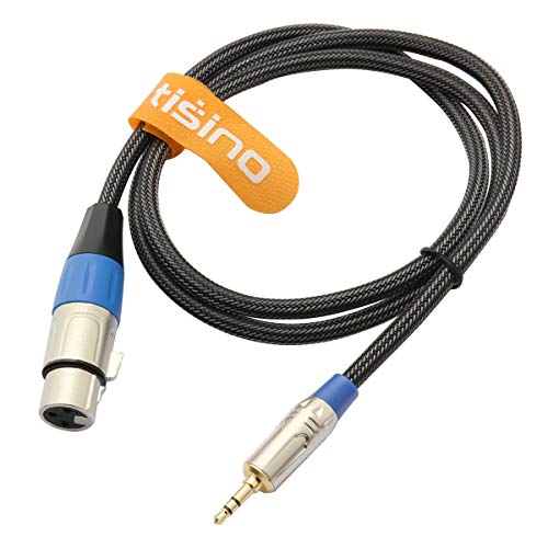 tisino XLR to 3.5mm Microphone Cable, XLR Female to 1/8 inch Mic Cord for Camcorders, DSLR Cameras, Computer Recording Device, and More - 1 feet