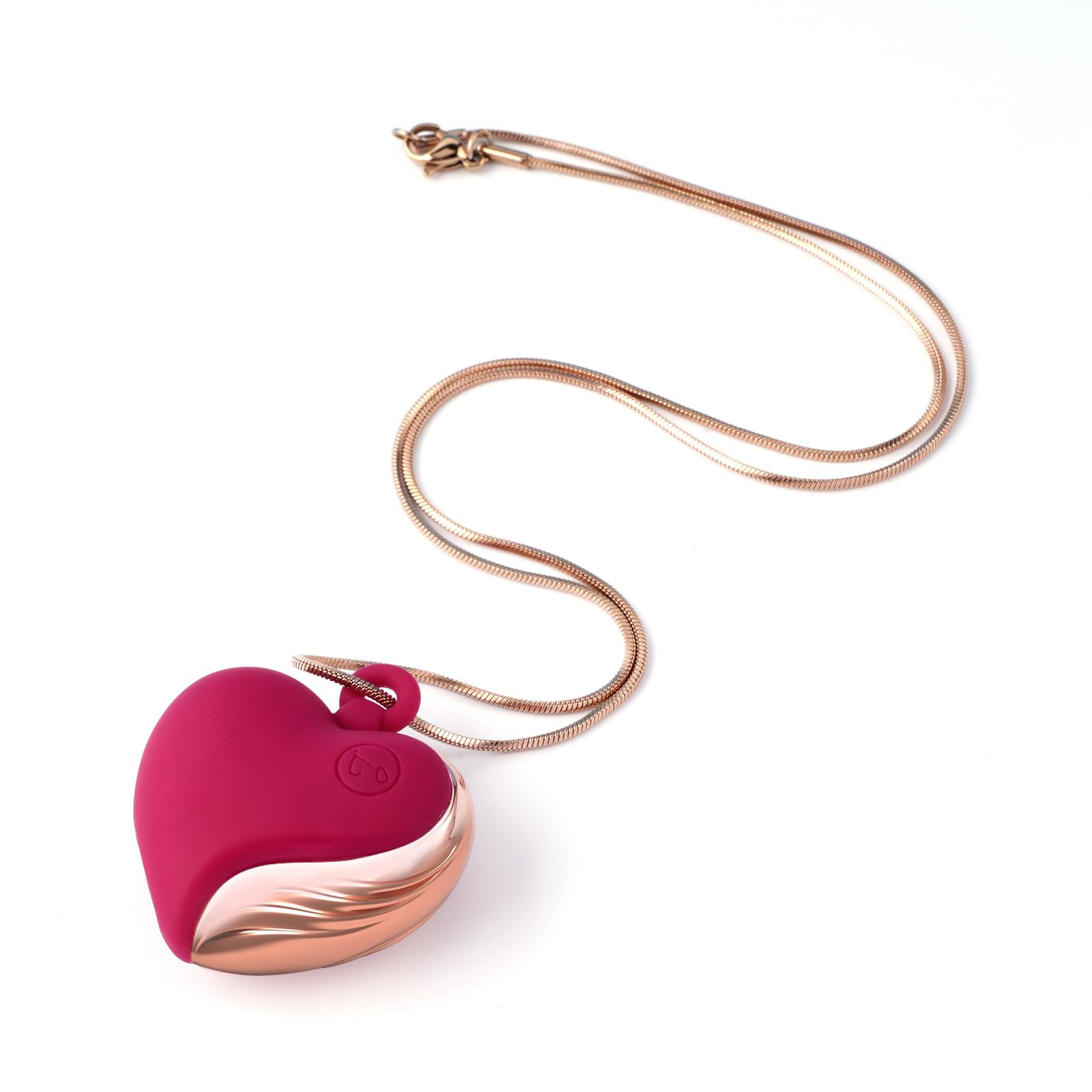 Tracy's Dog Heart Necklace Vibe, Fashion Personalized Necklaces Rechargeable 2-in-1 Necklace Jewelry Massager, Red, Rose Gold Beatinglove