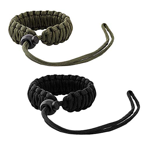 MoKo Universal Paracord Camera Wrist Strap Lanyard - [2 Pack] Nylon Braided Adjustable Camera Hand Grip Strap for Nikon/Canon/Sony/Minolta/Panasonic All DSLR/Digital Cameras, Black/Army Green