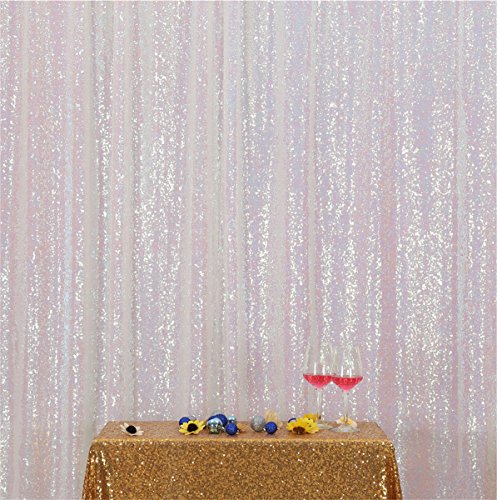 Eternal Beauty Iridescent Sequin Wedding Backdrop Photography Background Party Curtain, 5Ft X 7Ft
