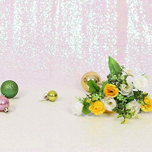 Eternal Beauty Iridescent Sequin Wedding Backdrop Photography Background Party Curtain, 5Ft X 7Ft