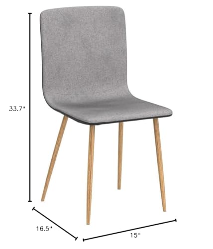 FurnitureR Scandinavian Dining Chairs Set of 4,Side Chairs with Comfy Fabric Cushion PU Back and Sturdy Oak Legs, Accent Chairs for Kitchen Living Dining Room Waiting Room,Grey