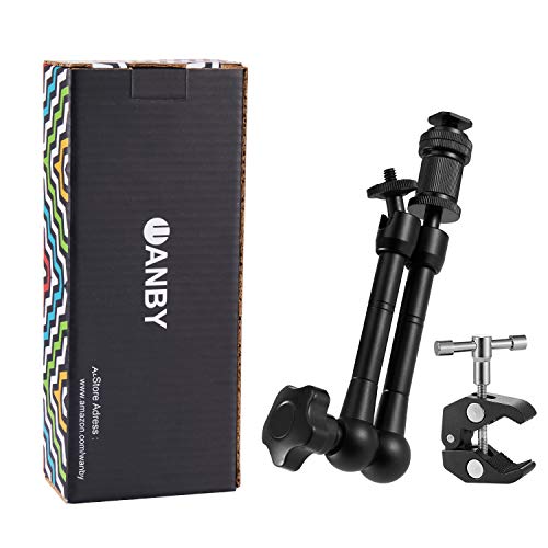 WANBY 11 Inch Articulating Friction Magic Arm & Large Adjustable Super Clamp Pliers Clip with 1/4" and 3/8" Thread for DSLR Camera Rig, LCD Monitor, LED Flash Lights (Arm & Clamp)