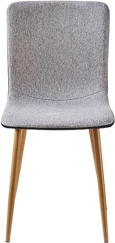 FurnitureR Scandinavian Dining Chairs Set of 4,Side Chairs with Comfy Fabric Cushion PU Back and Sturdy Oak Legs, Accent Chairs for Kitchen Living Dining Room Waiting Room,Grey