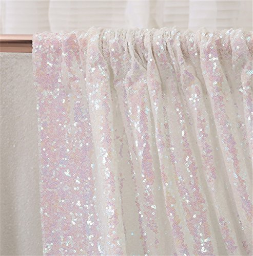 Eternal Beauty Iridescent Sequin Wedding Backdrop Photography Background Party Curtain, 5Ft X 7Ft