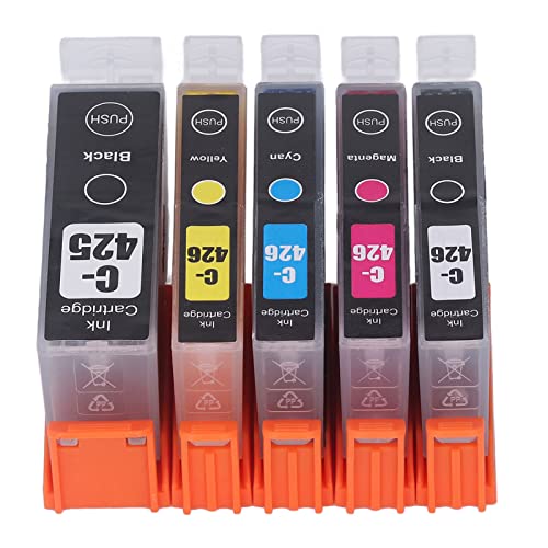 Inkjet Cartridge Replacement ABS Housing Ink Cartridge Accessories Multi Colors for PIXMA Hospital School Government (BK BK C M Y 5 Colors)