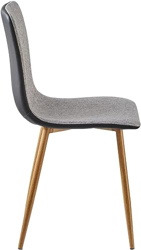 FurnitureR Scandinavian Dining Chairs Set of 4,Side Chairs with Comfy Fabric Cushion PU Back and Sturdy Oak Legs, Accent Chairs for Kitchen Living Dining Room Waiting Room,Grey