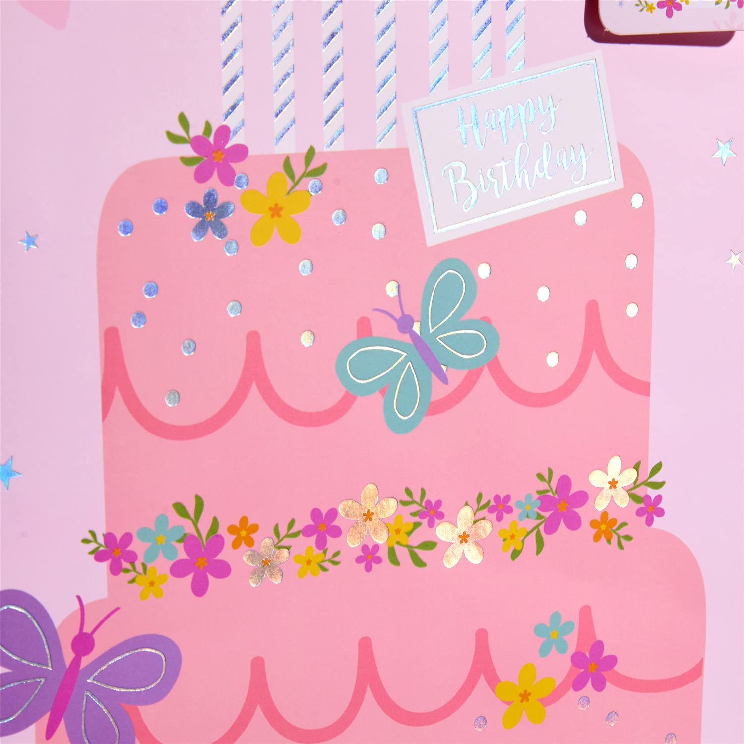 SUNCOLOR 16" Extra Large Gift Bag with Tissue Paper for Girls (Happy Birthday Cake)