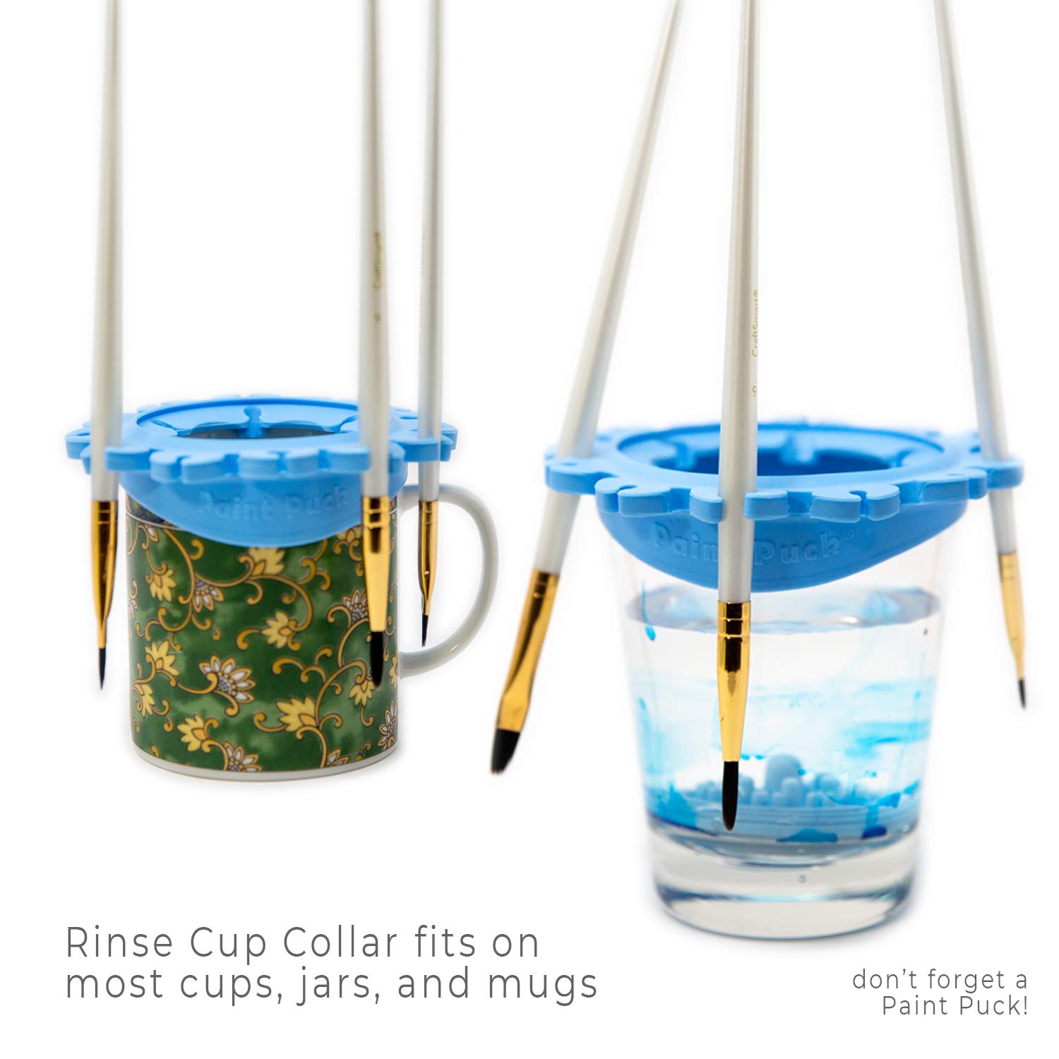 Paint Brush Cleaner Rinse Cup (All-in-One) Fine Art, Studio, Classroom | Brushes Holder & Silicone Cleaning System for Acrylic, Watercolor, and Water-Based Mediums (Mug, Blue)