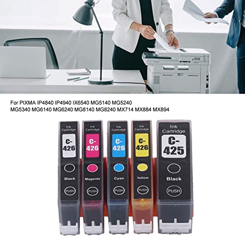 Inkjet Cartridge Replacement ABS Housing Ink Cartridge Accessories Multi Colors for PIXMA Hospital School Government (BK BK C M Y 5 Colors)