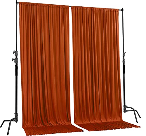 AK TRADING CO. 10 feet x 10 feet Rust Polyester Backdrop Drapes Curtains Panels with Rod Pockets - Wedding Ceremony Party Home Window Decorations