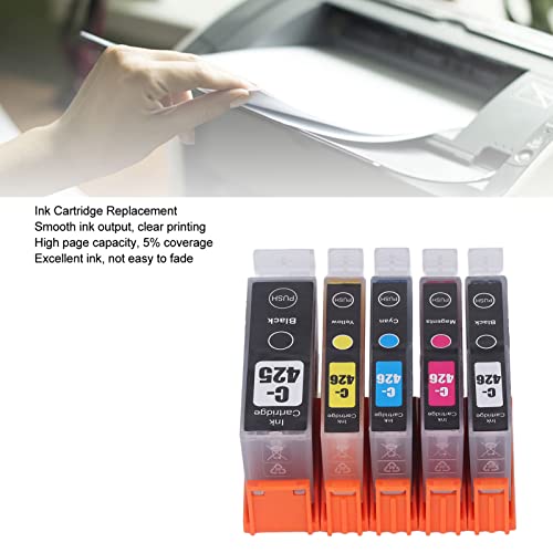 Inkjet Cartridge Replacement ABS Housing Ink Cartridge Accessories Multi Colors for PIXMA Hospital School Government (BK BK C M Y 5 Colors)