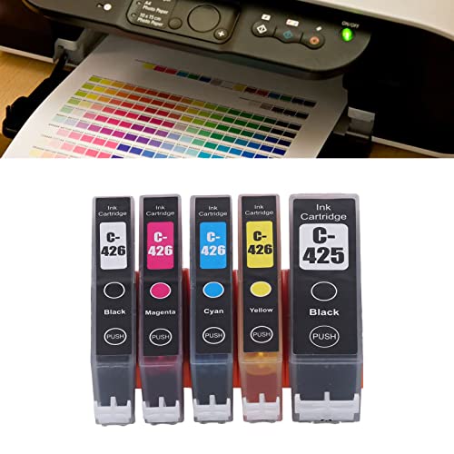 Inkjet Cartridge Replacement ABS Housing Ink Cartridge Accessories Multi Colors for PIXMA Hospital School Government (BK BK C M Y 5 Colors)