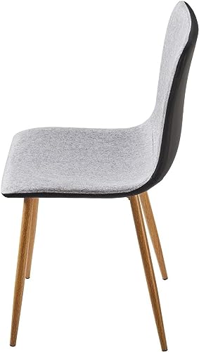 FurnitureR Scandinavian Dining Chairs Set of 4,Side Chairs with Comfy Fabric Cushion PU Back and Sturdy Oak Legs, Accent Chairs for Kitchen Living Dining Room Waiting Room,Grey