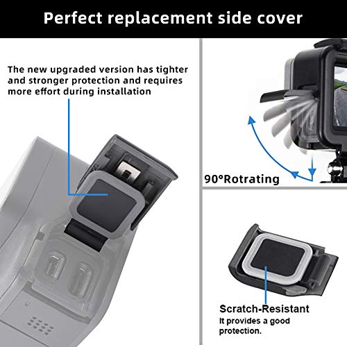 ParaPace Replacement Side Door for GoPro Hero 7 Black USB-C HDMI Case Side Cover Repair Part Camera Accessories(Black)