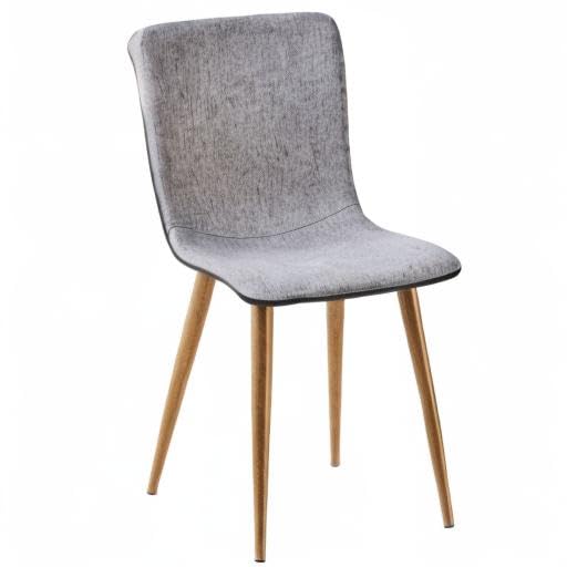 FurnitureR Scandinavian Dining Chairs Set of 4,Side Chairs with Comfy Fabric Cushion PU Back and Sturdy Oak Legs, Accent Chairs for Kitchen Living Dining Room Waiting Room,Grey