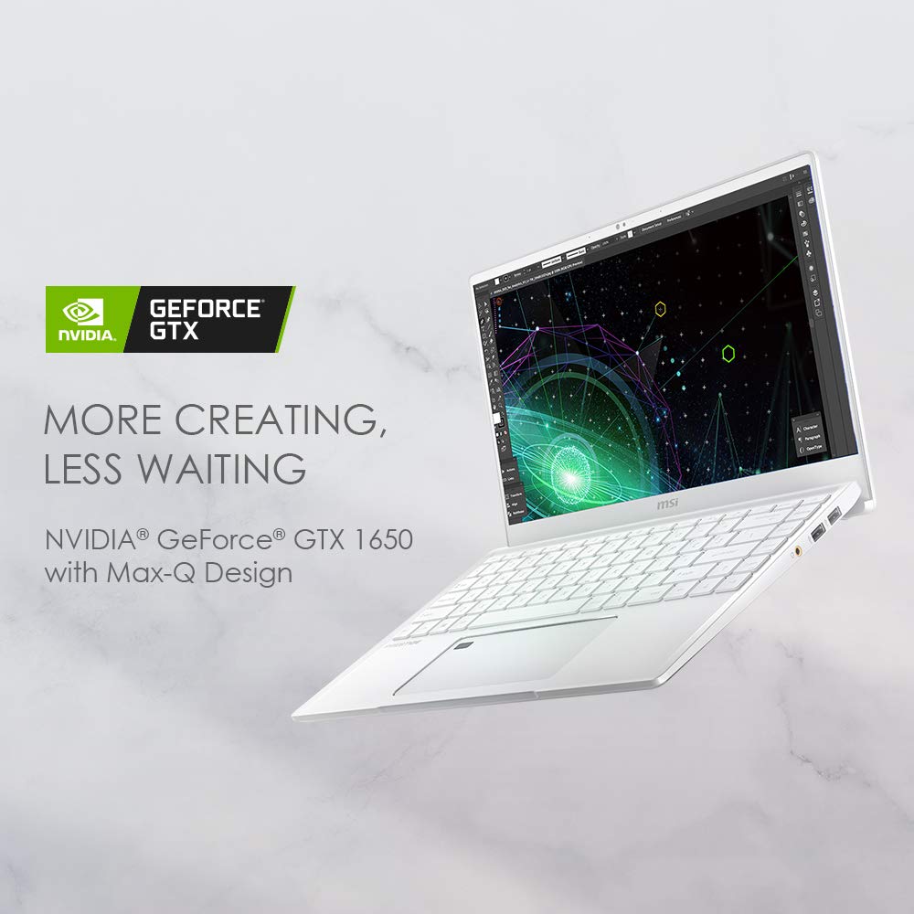 MSI Prestige 14 A10SC-230 14" UHD 4k Ultra Thin and Light Professional Laptop Intel Core i7-10510U GTX1650 MAX-Q 16GB DDR4 512GB NVMe SSD Win10Pro TB3, White
