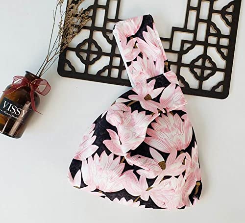 Japanese Style Knot Bag Women Wrist Bag Kimono Knot Pouch Tote, Blossom-4