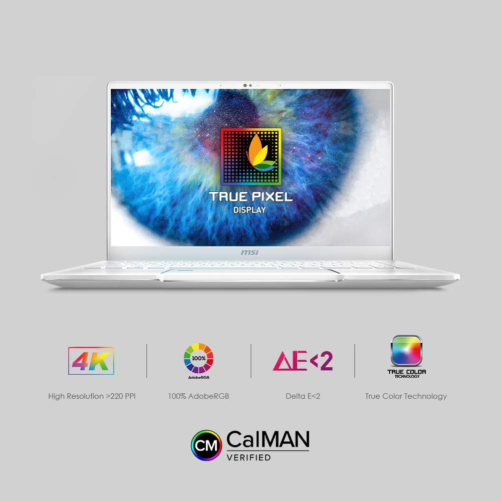 MSI Prestige 14 A10SC-230 14" UHD 4k Ultra Thin and Light Professional Laptop Intel Core i7-10510U GTX1650 MAX-Q 16GB DDR4 512GB NVMe SSD Win10Pro TB3, White