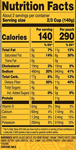 Tasty Bite Organic Indian Madras Lentils, Microwaveable Ready to Eat Entree, 10 Ounce (Pack of 6)