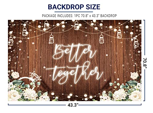 Allenjoy Better Together Backdrop Bridal Shower Wedding White Floral Theme Party Decorations Rustic Wood Flowers Banner Photography Background Photobooth Supplies