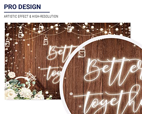 Allenjoy Better Together Backdrop Bridal Shower Wedding White Floral Theme Party Decorations Rustic Wood Flowers Banner Photography Background Photobooth Supplies