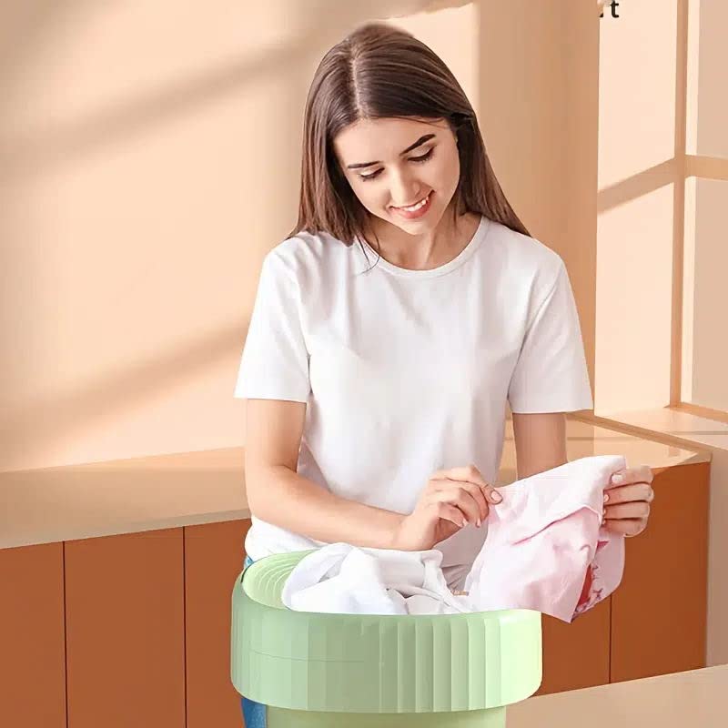 1pc Small Mini Washing Machine, Folding Portable Sterilization Drying Washing Machine For Underwear Socks Baby Clothes (Yellow)