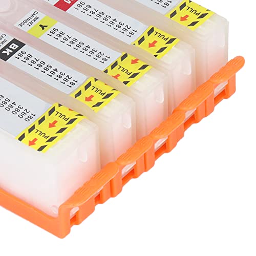 FTVOGUE 5Pcs Ink Cartridge PGBK BK C M Y Smoothly Operation Reusable Printer Ink Cartridge with Permanent Chip (280-281)